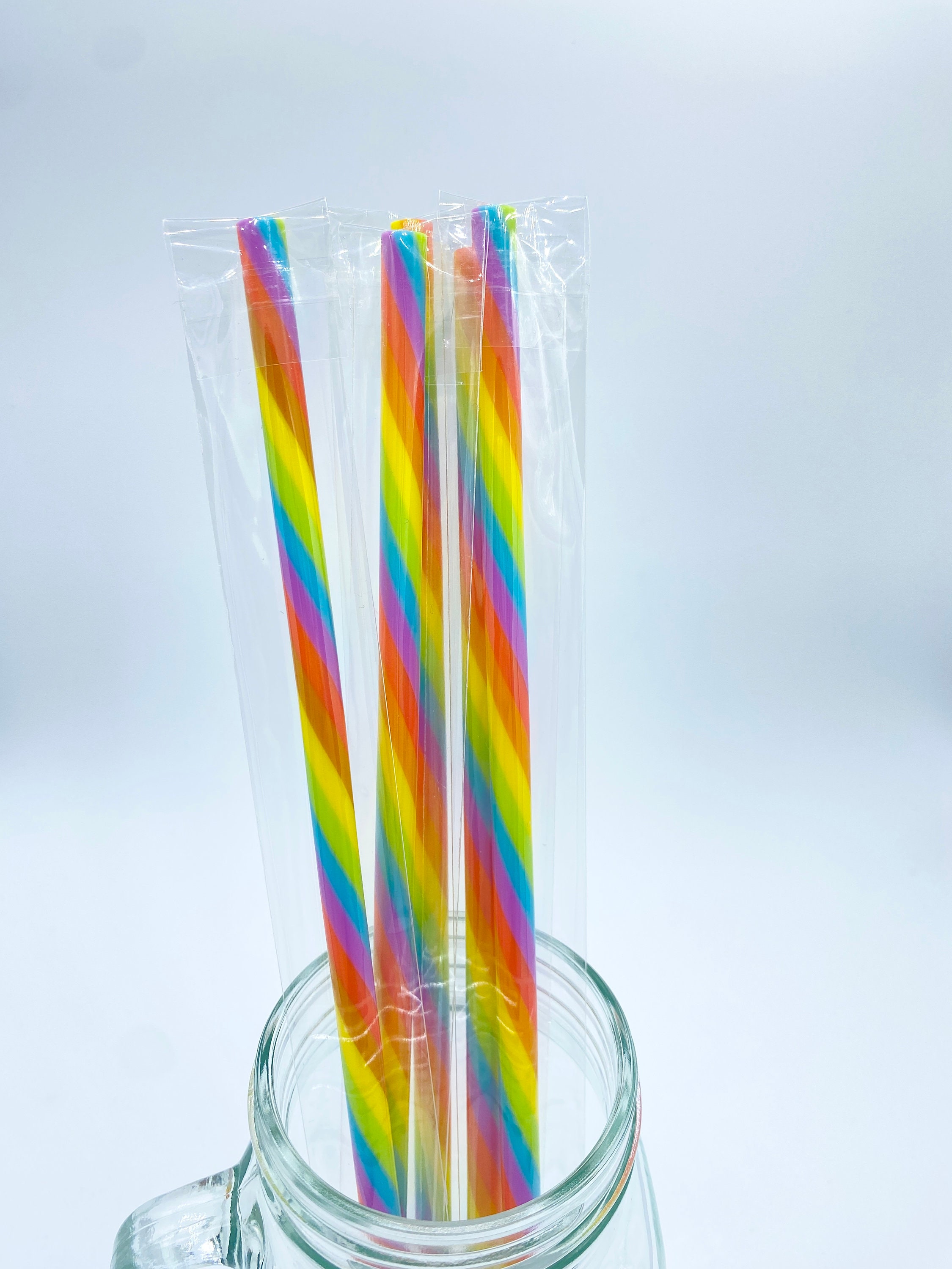 Rainbow Straw 10 Straws Reusable Plastic Straw Colorful Straw Party ...