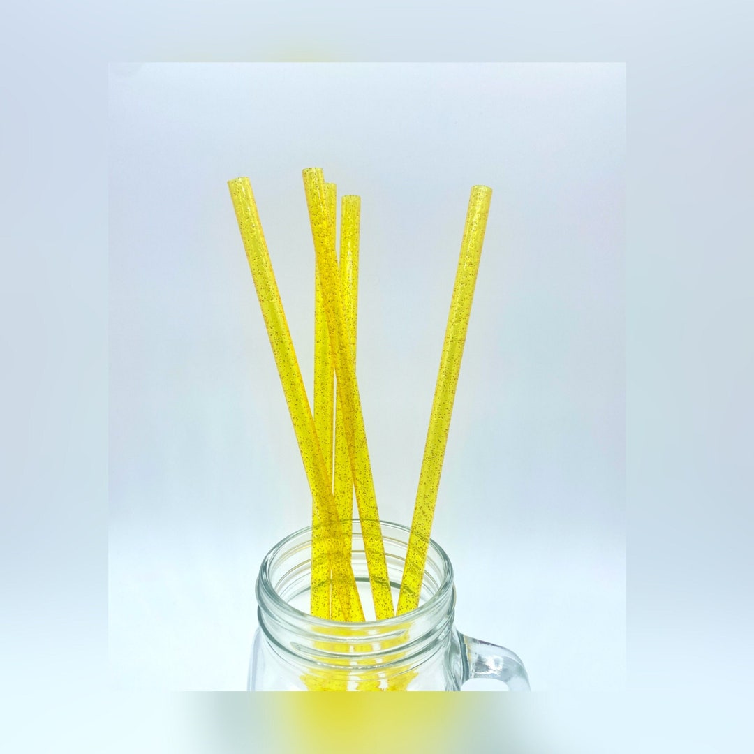 Bright Yellow Sparkles Straw - Reusable 10 INCH Straws - Glitter Yellow ...