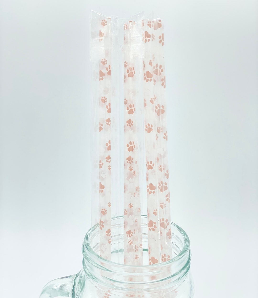 Paws Straw - 10" - Beige and White Paw Straw - Reusable Plastic Straw ...