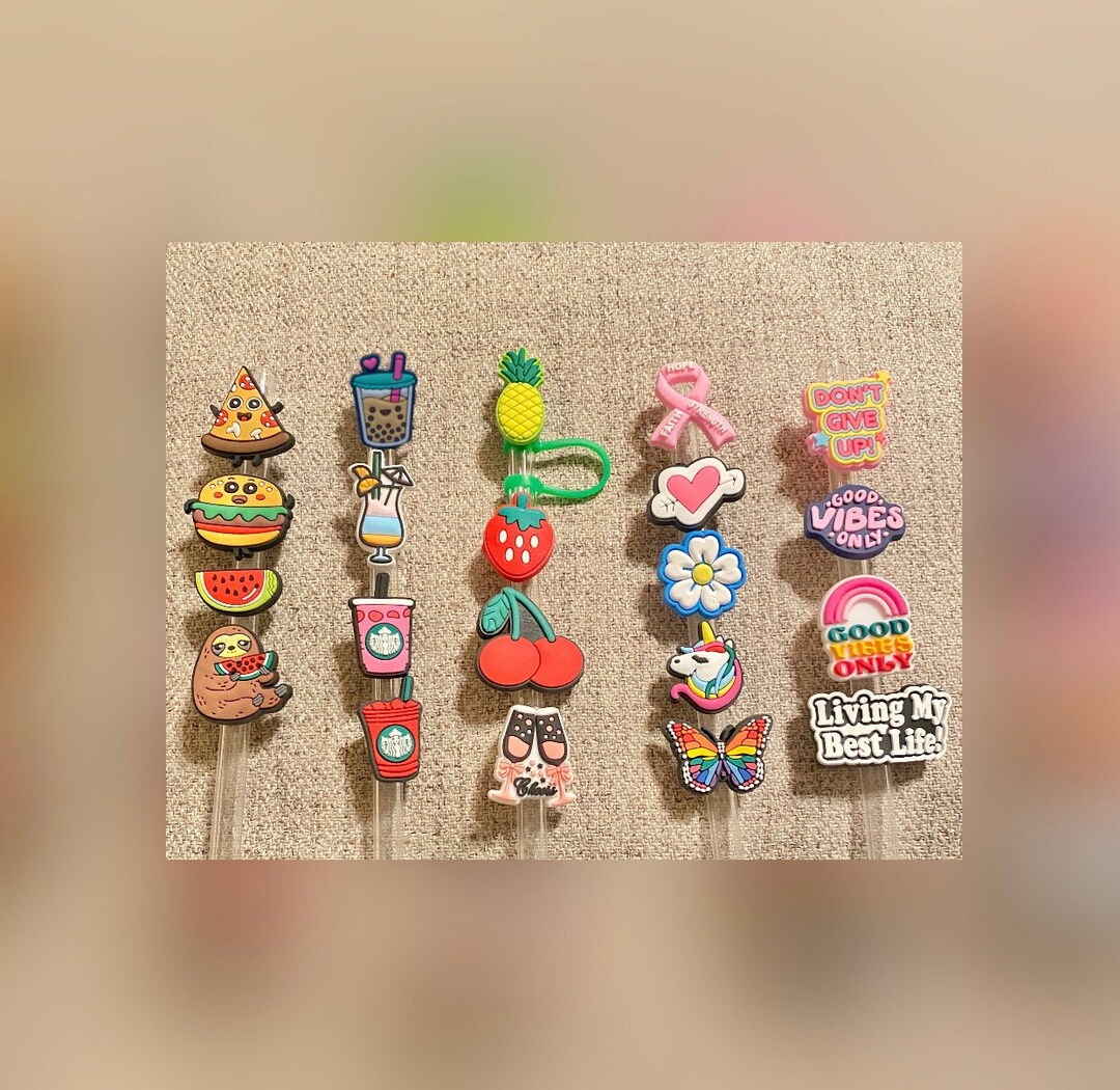 Straw Toppers Food Drinks Fruit Good Vibes - Straw Charms - Pen Charm ...