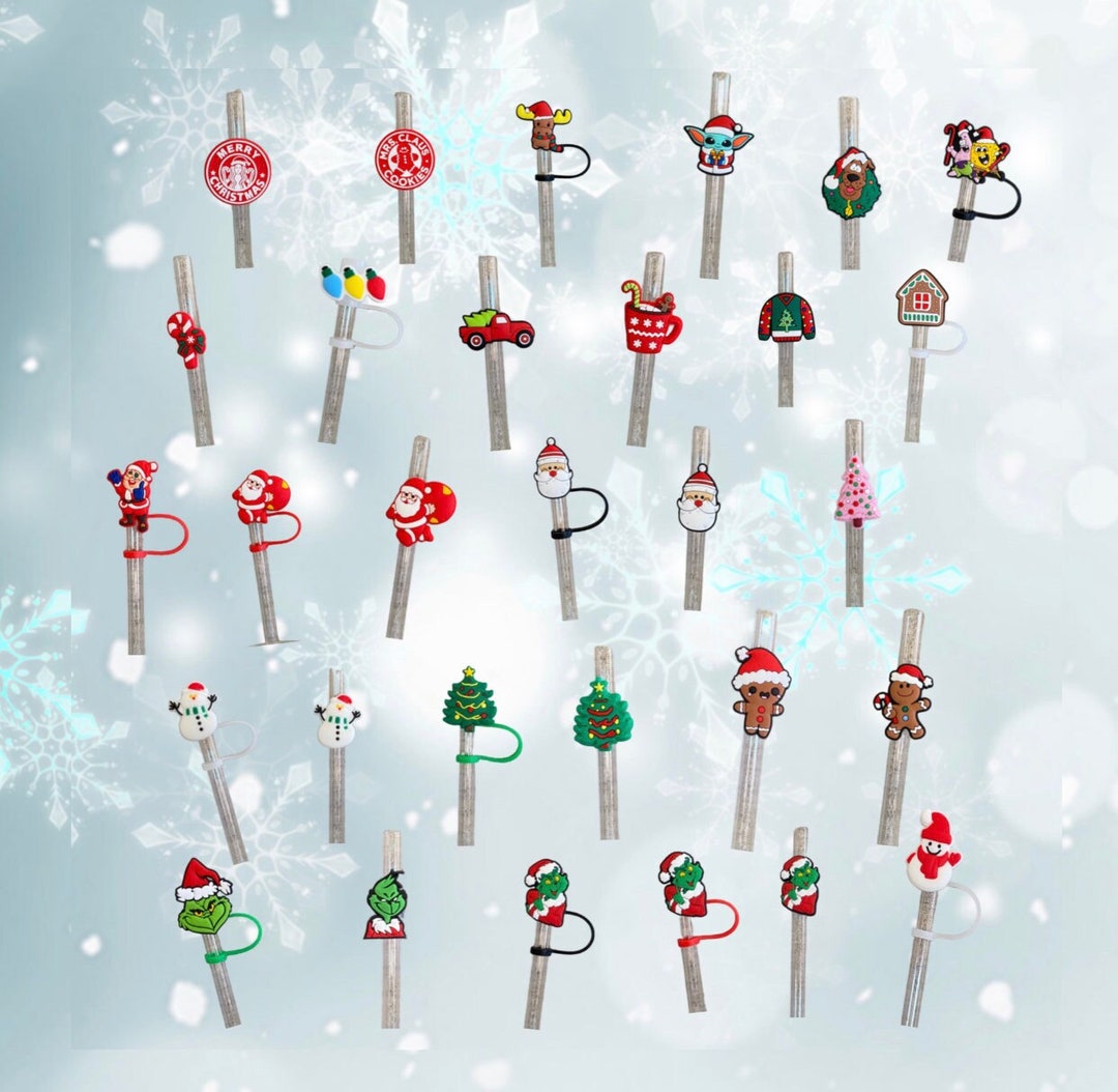Christmas Straw Toppers, Straw Buddies, Christmas Straw Charms, - Etsy