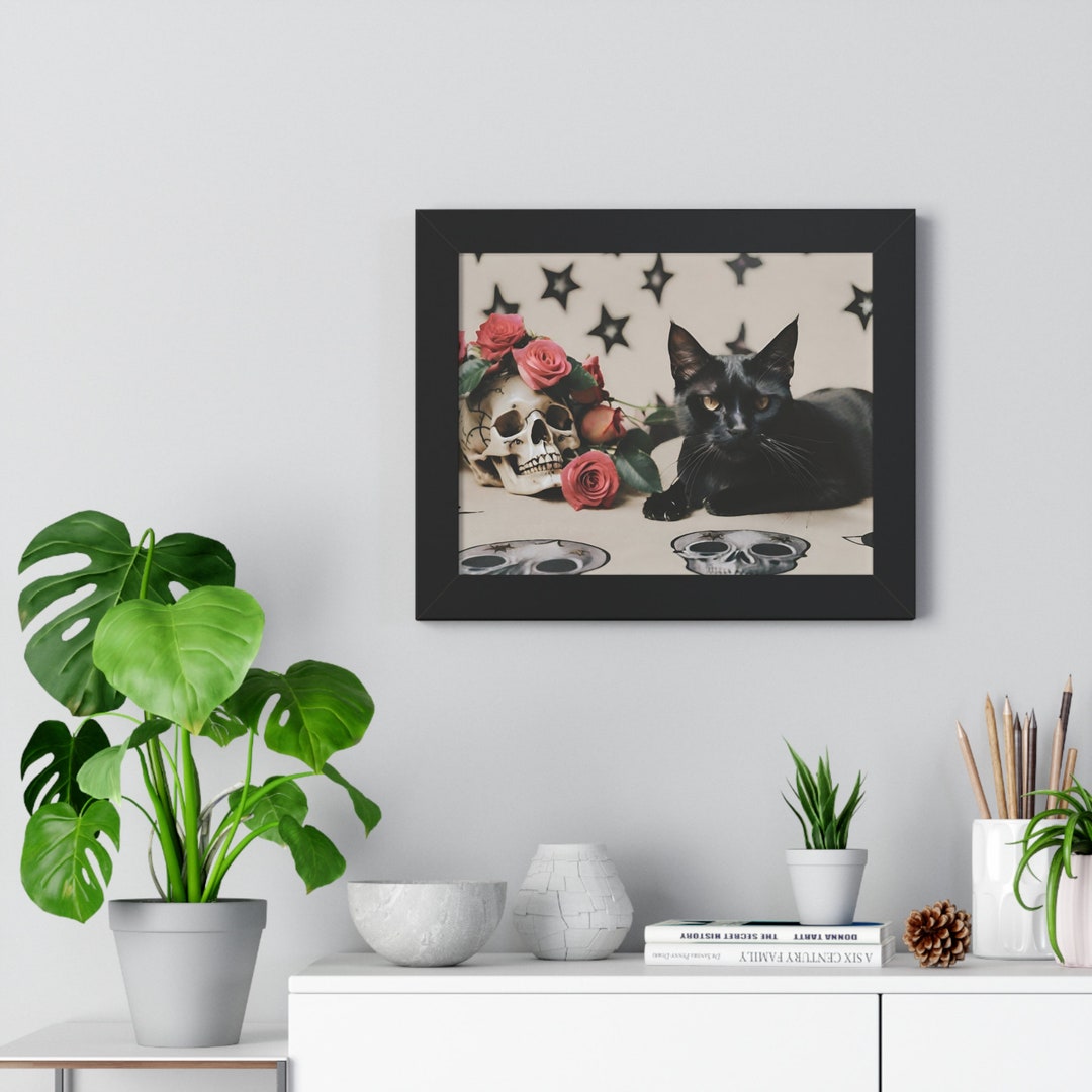 Black Cat Framed Horizontal Poster - Etsy