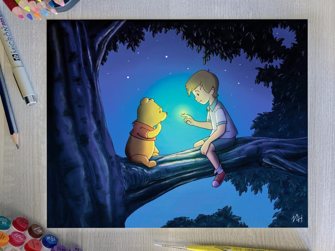 Pooh Bear & Christopher Robin Print | Bedroom, Dorm Room, Nursery Room ...