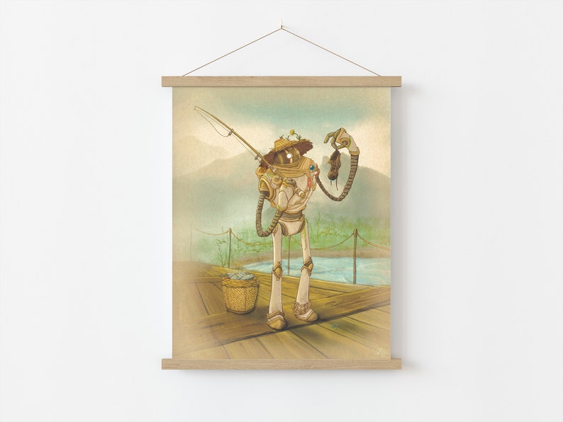 Fishing Robot Einar Print Palia, Indie Game, Cute Robot Art 8 X 10 Art ...
