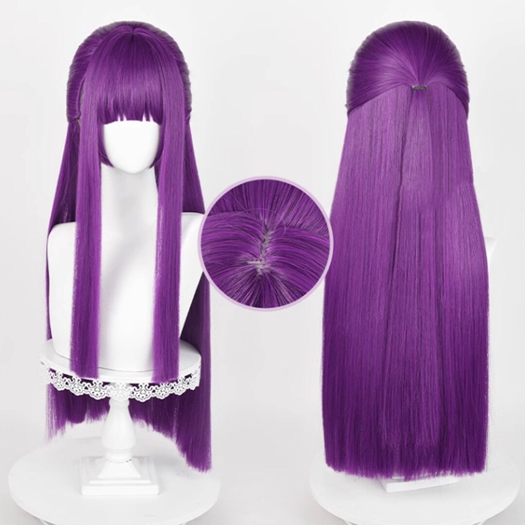 Frieren at the Funeral Animation Cosplay Wig, Fern Dark Purple Long Cos ...