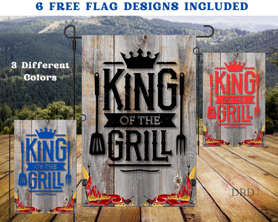 King of the Grill Yard Flag Sublimation Design, Father's Day Gift for ...