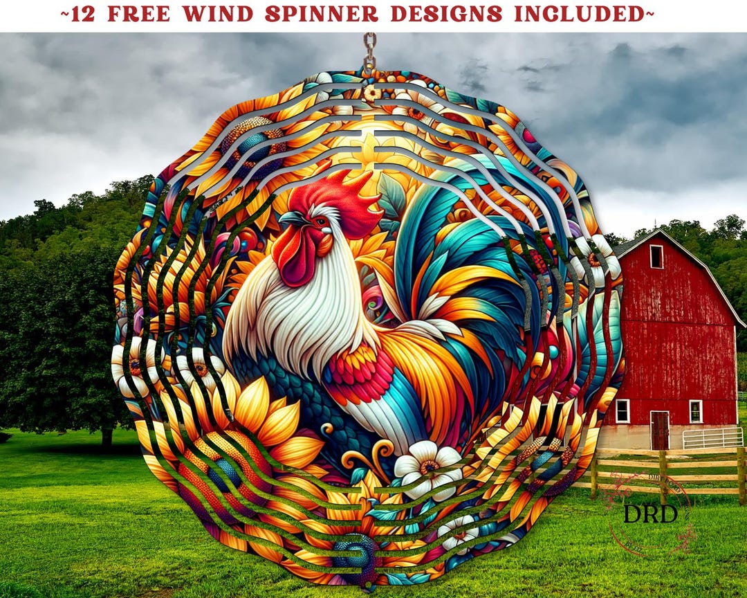 Rooster Wind Spinner Design, Wind Spinner Sublimation Png, Sunflower ...