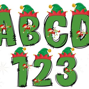 Christmas Doodle Png Letters, Christmas Alphabet & Numbers Png Bundle ...
