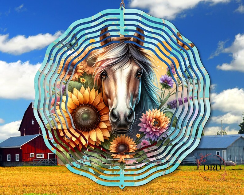 Horse and Sunflowers Wind Spinner Sublimation Design, Country Western ...