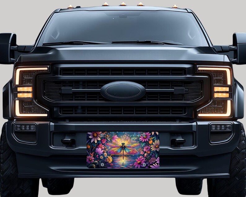 Dragonfly License Plate PNG, Floral Dragonfly Car Tag (digital Download ...