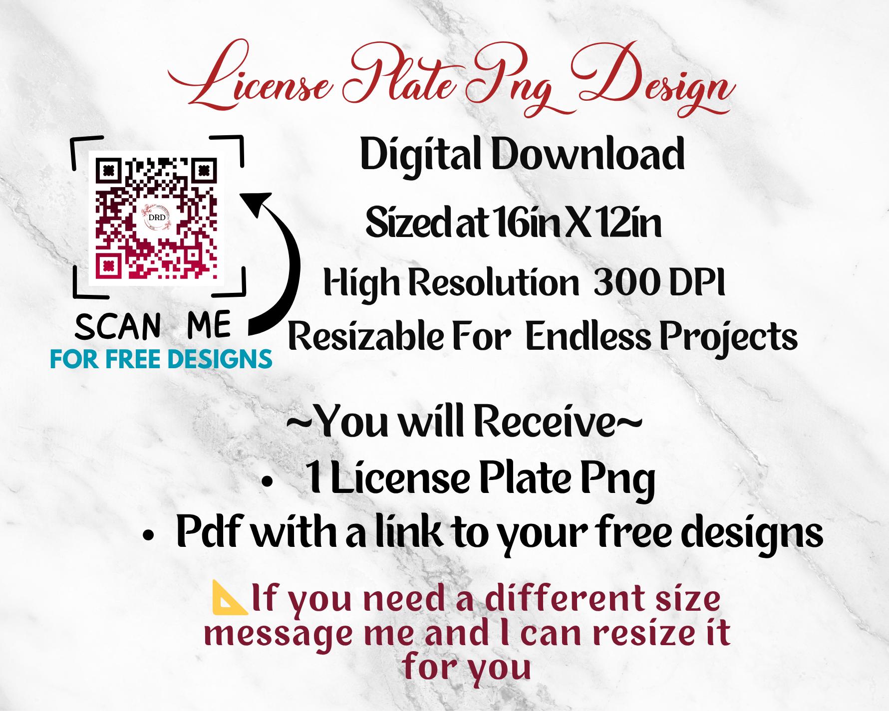 Dragonfly License Plate PNG, Floral Dragonfly Car Tag (digital Download ...