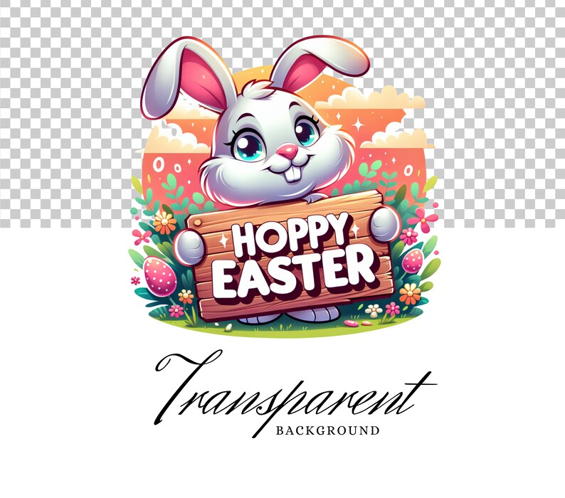 Easter Bunny Clipart Sublimation Design, Easter Png, Cute Easter Png ...