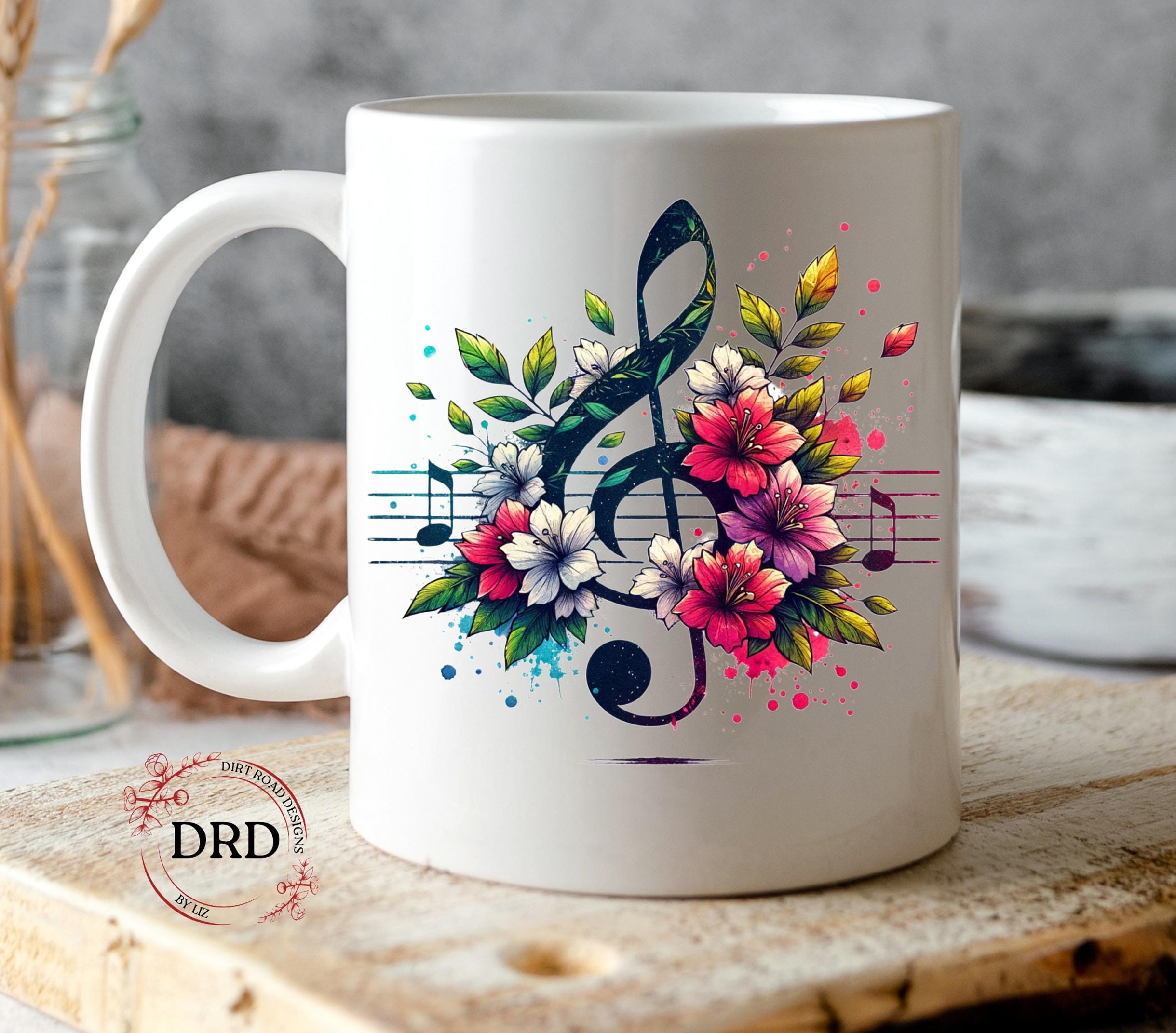 Music Note Mug Wrap Sublimation Design, Music Mug Wrap, 11oz & 15oz Mug ...