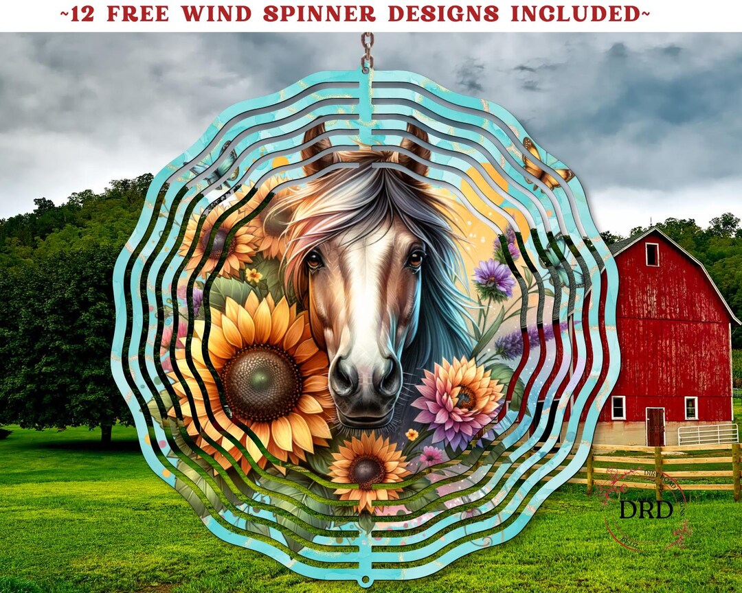 Horse and Sunflowers Wind Spinner Sublimation Design, Country Western ...