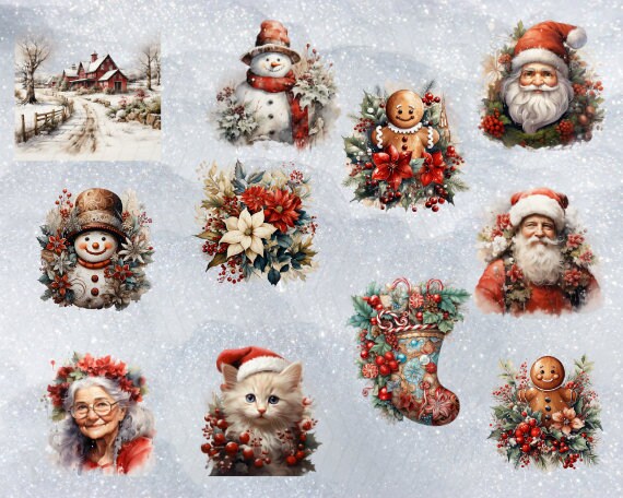 Christmas Clipart, Watercolor Christmas Png Bundle, Winter Clipart Png ...