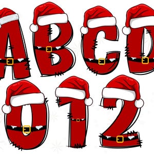 Christmas Doodle Png Letters, Christmas Alphabet & Numbers Png Bundle ...