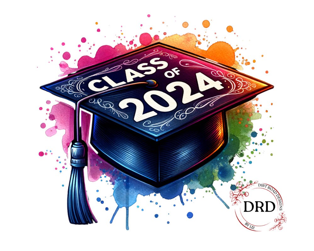 Graduation Cap Clipart Sublimation Design, Class of 2024 Clipart Png ...