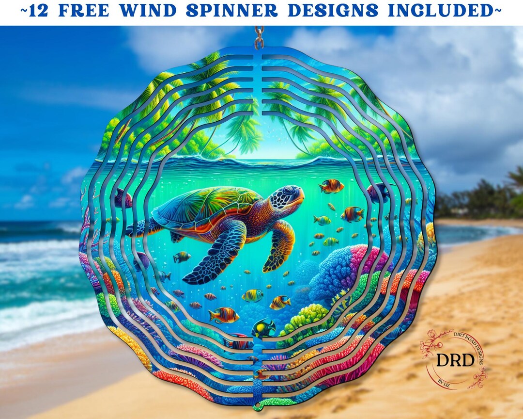 Sea Turtle Wind Spinner Sublimation Design, Summer Wind Spinner PNG ...