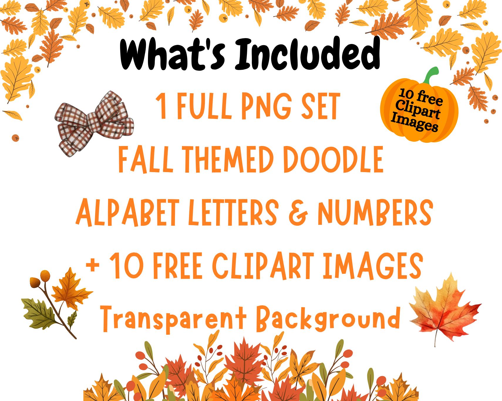 Fall Alpha Doodle Letters PNG Bundle, Autumn Sublimation Alphabet ...