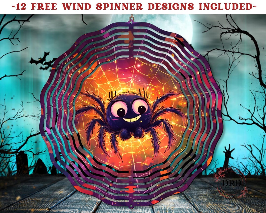 Cute Spider Web Wind Spinner PNG – Halloween Fall Yard Decor Digital ...