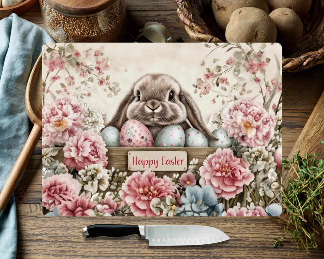 Happy Easter Cutting Board Png Sublimation Design, Spring Glass Cutting ...