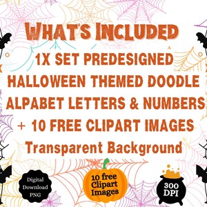Halloween Doodle Png Letters, Premade Clipart, Halloween Alphabet Png ...