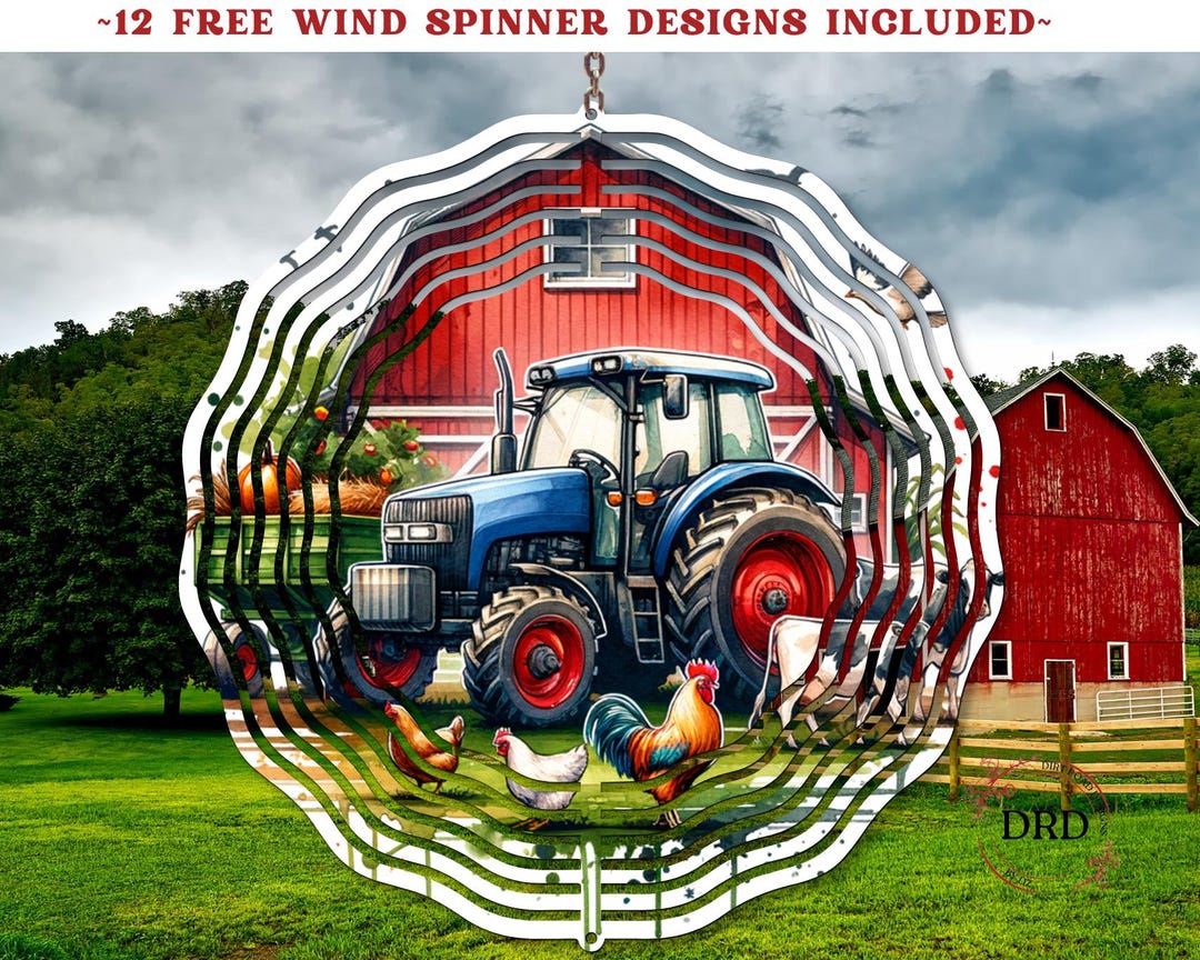Country Farm Tractor Wind Spinner Design, Wind Spinner Sublimation Png ...