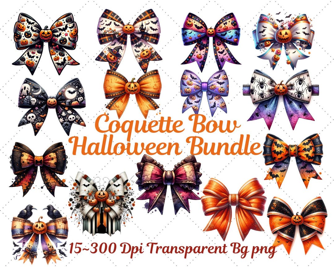 Halloween Coquette Bows Bundle, Gothic Coquette Bow Png, Coquette ...