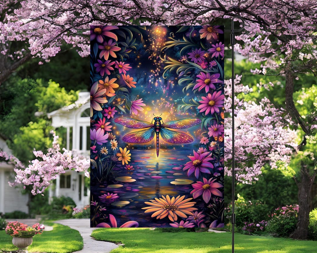 Dragonfly Garden Flag Sublimation Design, 12x18 Garden Flag Digital ...