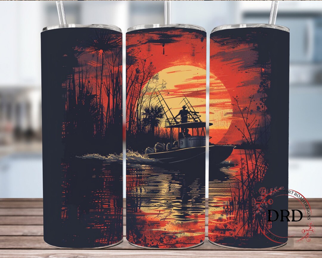 Fishing Wrap 20oz Skinny Sublimation Design, Boat Tumbler Wrap, Fishing ...