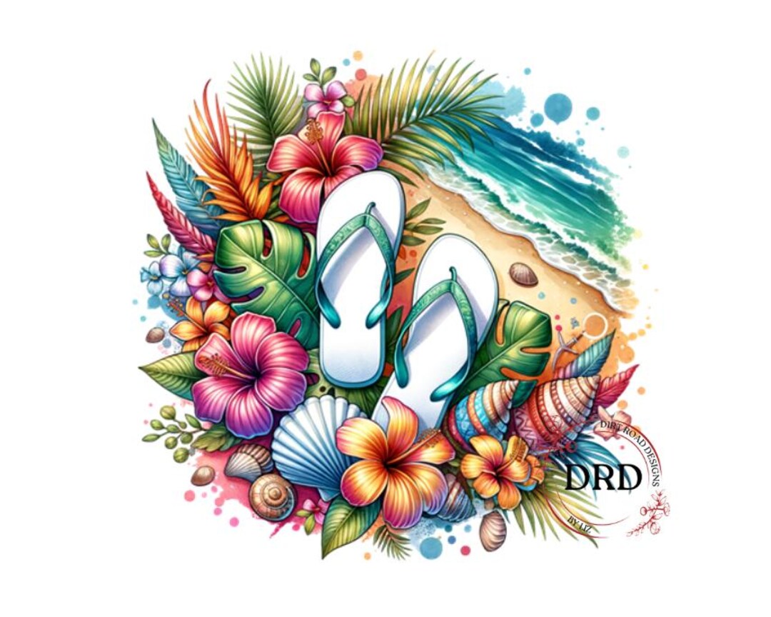 Flip Flop Beach Sublimation Design, Summer Clipart Png, Beach Shirt ...
