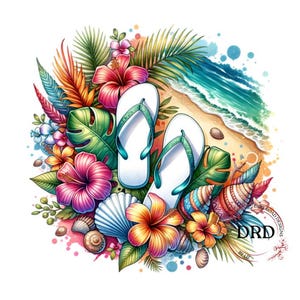 Flip Flop Beach Sublimation Design, Summer Clipart Png, Beach Shirt ...