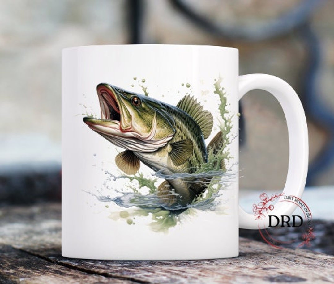 Bass Fish 11oz Mug Wrap, Largemouth Bass Png, Bass Fish 15oz Mug Wrap ...
