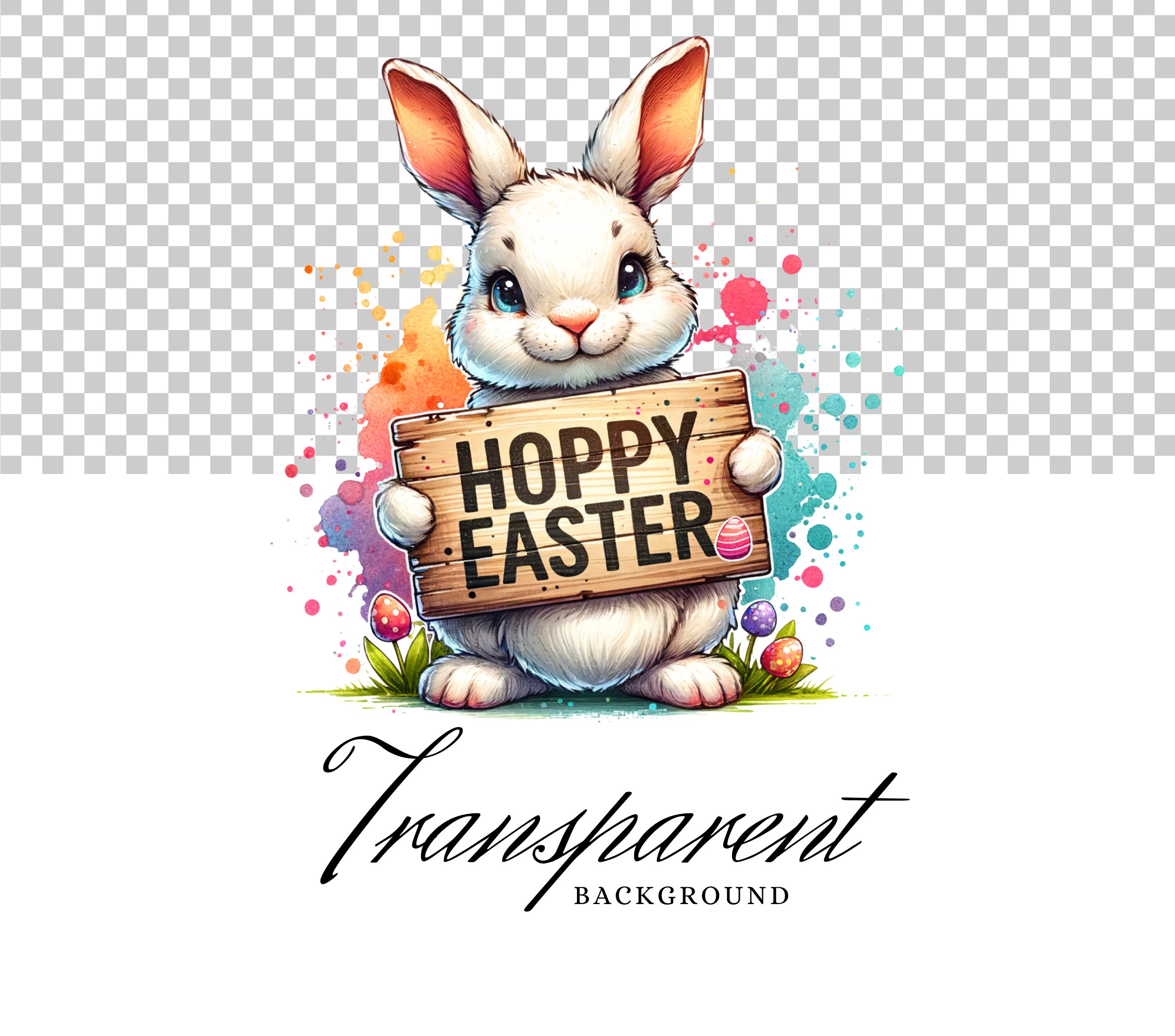Easter Bunny Clipart Sublimation Design, Easter Png, Cute Easter Png ...