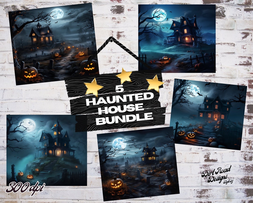 Haunted House 20oz Skinny Sublimation Tumbler Wrap Bundle, Instant ...
