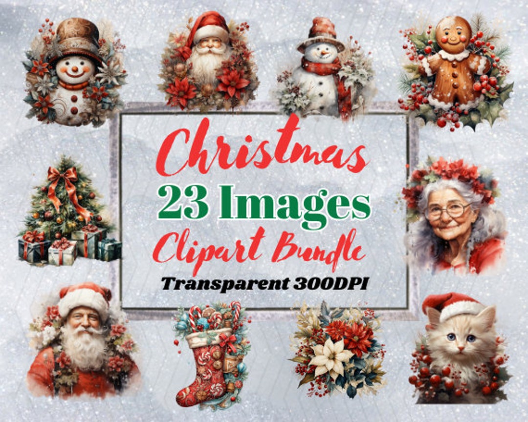 Christmas Clipart, Watercolor Christmas Png Bundle, Winter Clipart Png ...