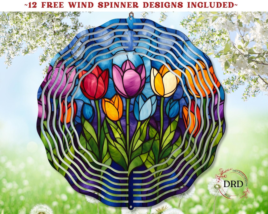 Tulips Wind Spinner Sublimation Design, 8in & 12in Spring Floral Wind ...