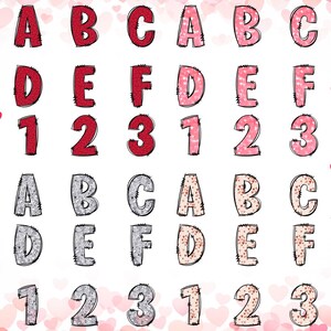 Valentines Doodle Bundle, Alphabet Png Bundle, Doodle Set With Free ...