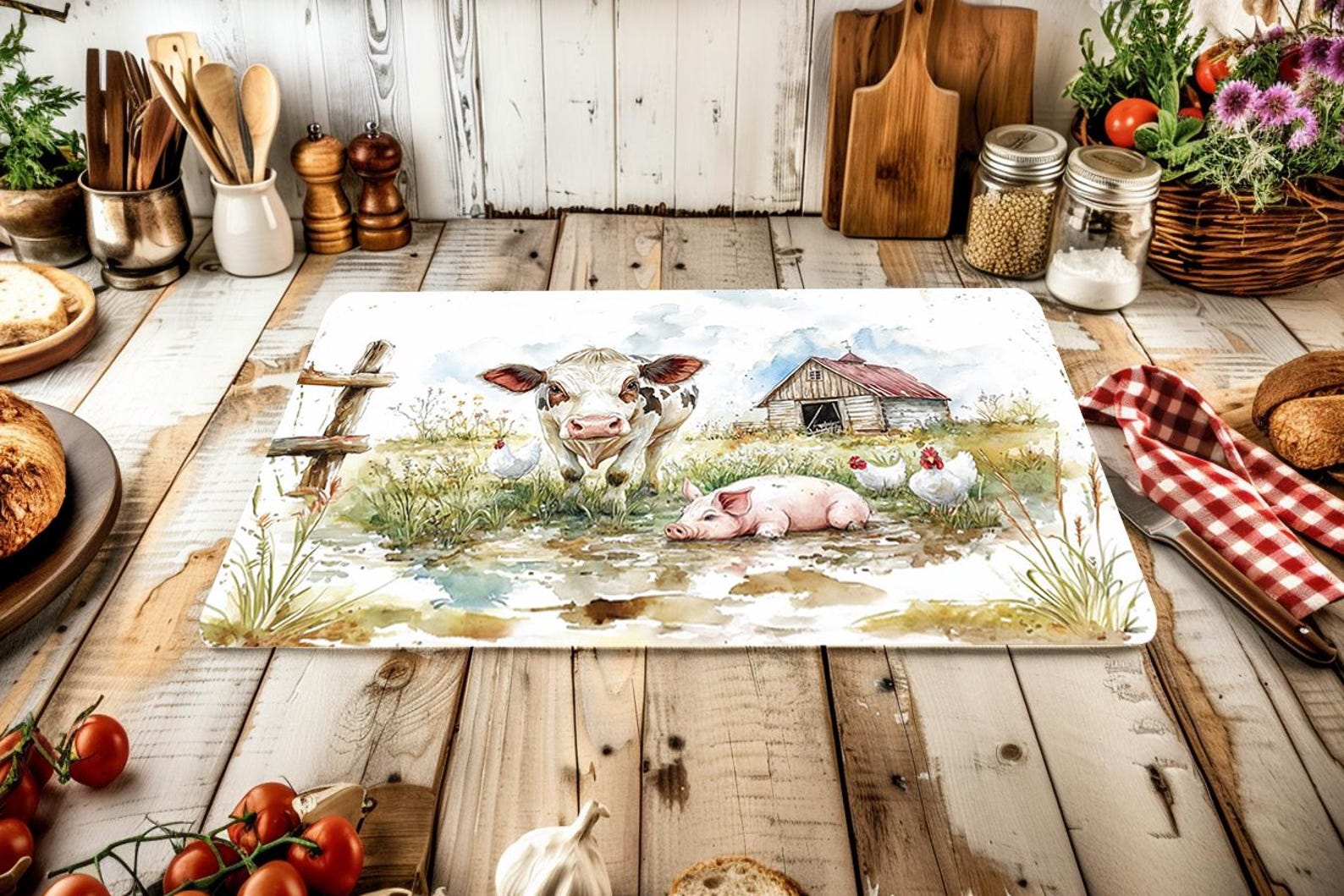 Cow and Pig Cutting Board Sublimation Design, Farm Cutting Board Design ...