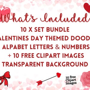 Valentines Doodle Bundle, Alphabet Png Bundle, Doodle Set With Free ...