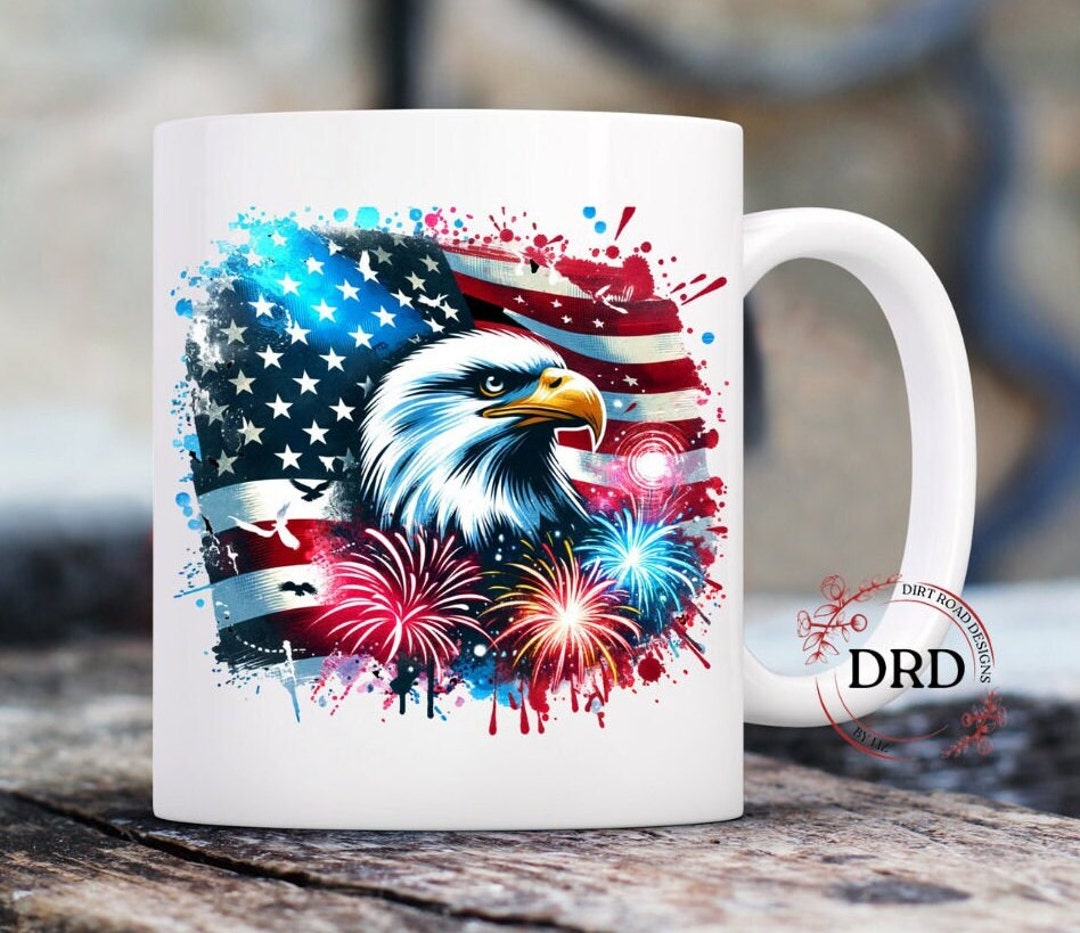 Patriotic Eagle 11oz Mug Wrap, American Flag Mug Wrap, Eagle Mug ...