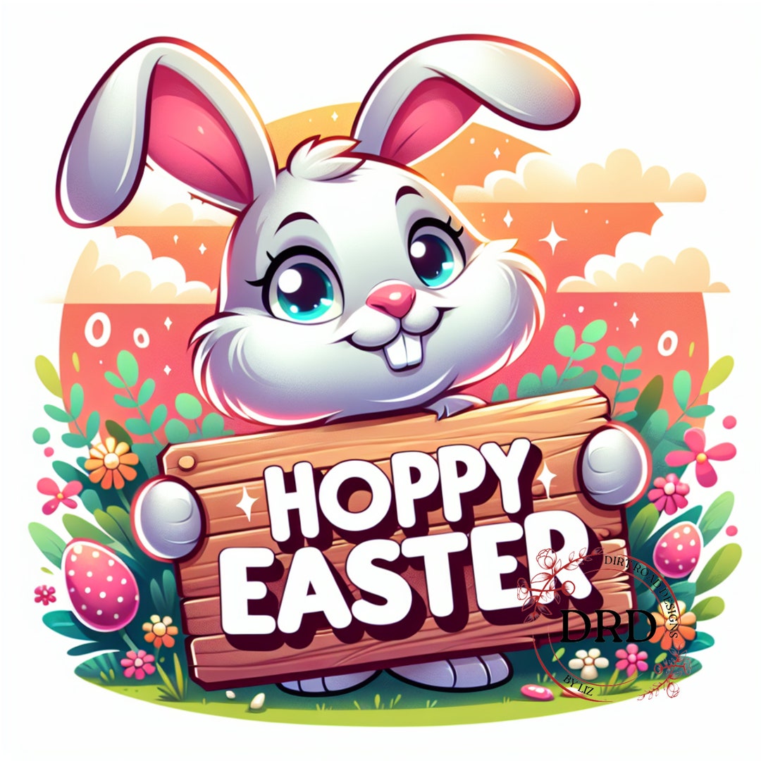 Easter Bunny Clipart Sublimation Design, Easter Png, Cute Easter Png ...