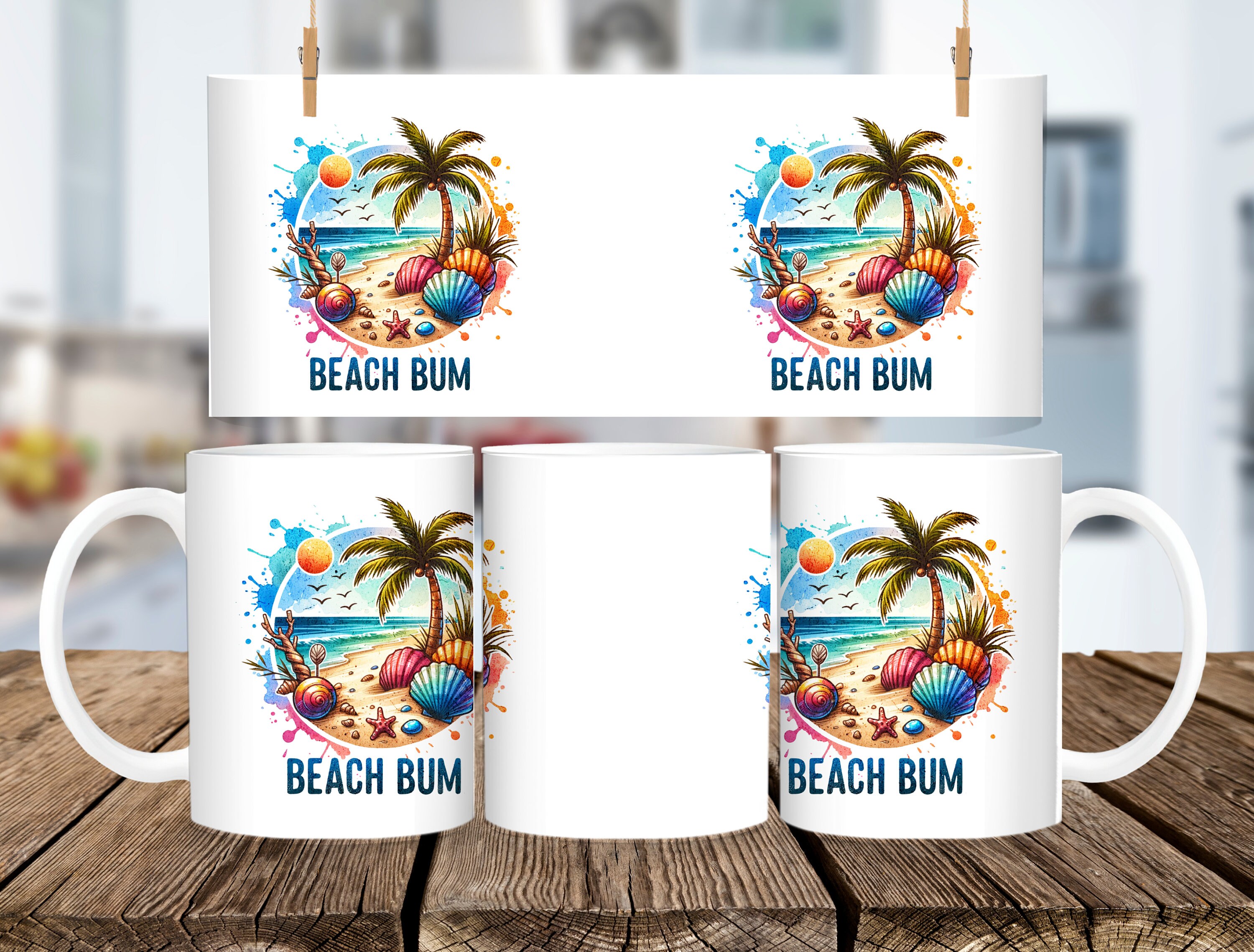 Beach Bum Mug Wrap, 11oz Mug Design Png, Beach Life Png, Summer Vibes ...