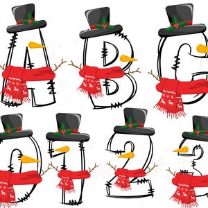 Christmas Doodle Png Letters, Christmas Alphabet & Numbers Png Bundle ...