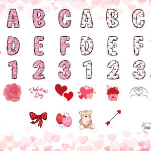 Valentines Doodle Bundle, Alphabet Png Bundle, Doodle Set With Free ...