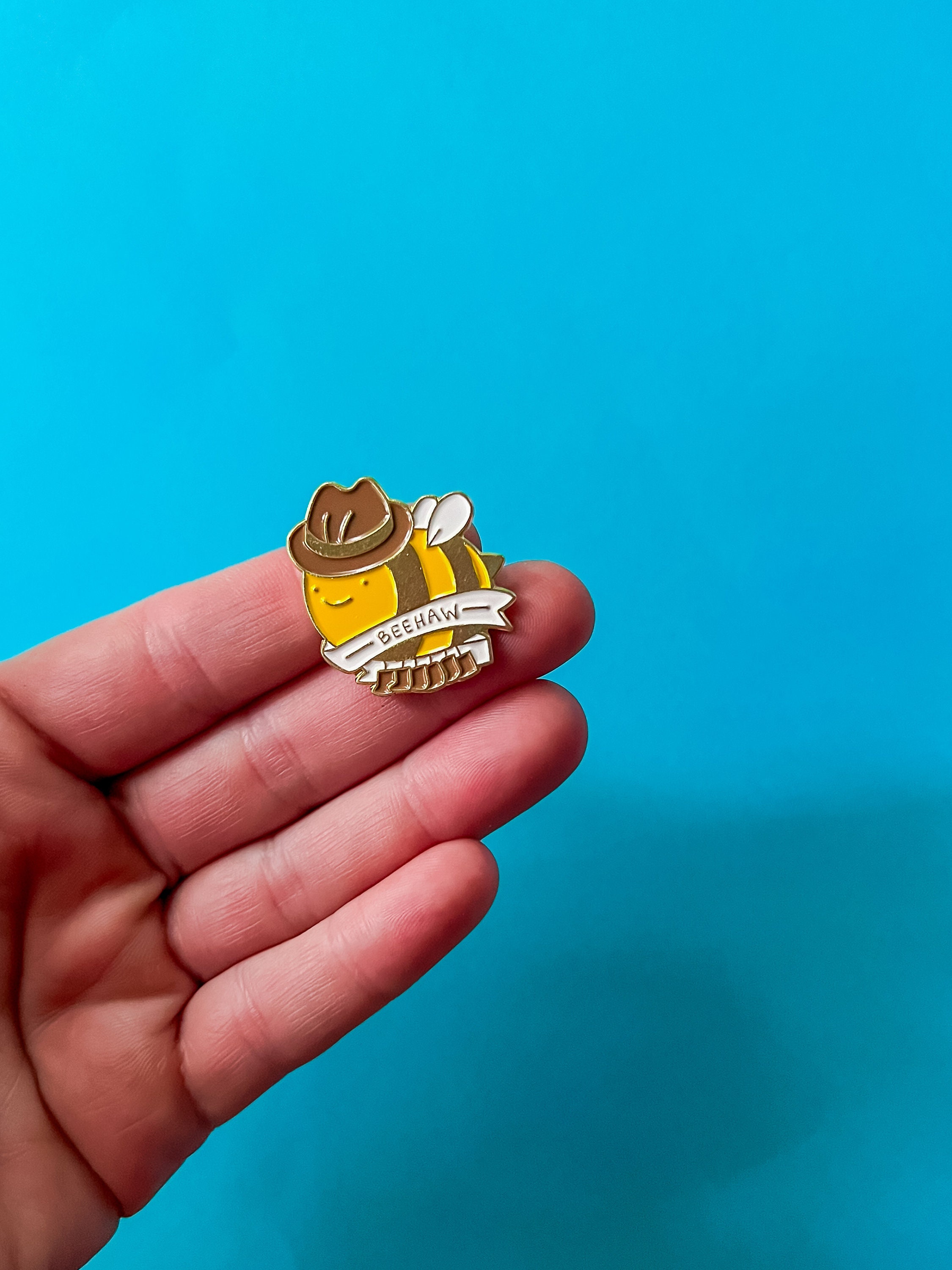Beehaw | Bee Pin | Enamel Pin | Lapel Pin | Backpack Pin | Bee Accessories | Unique Pin | Hat ...