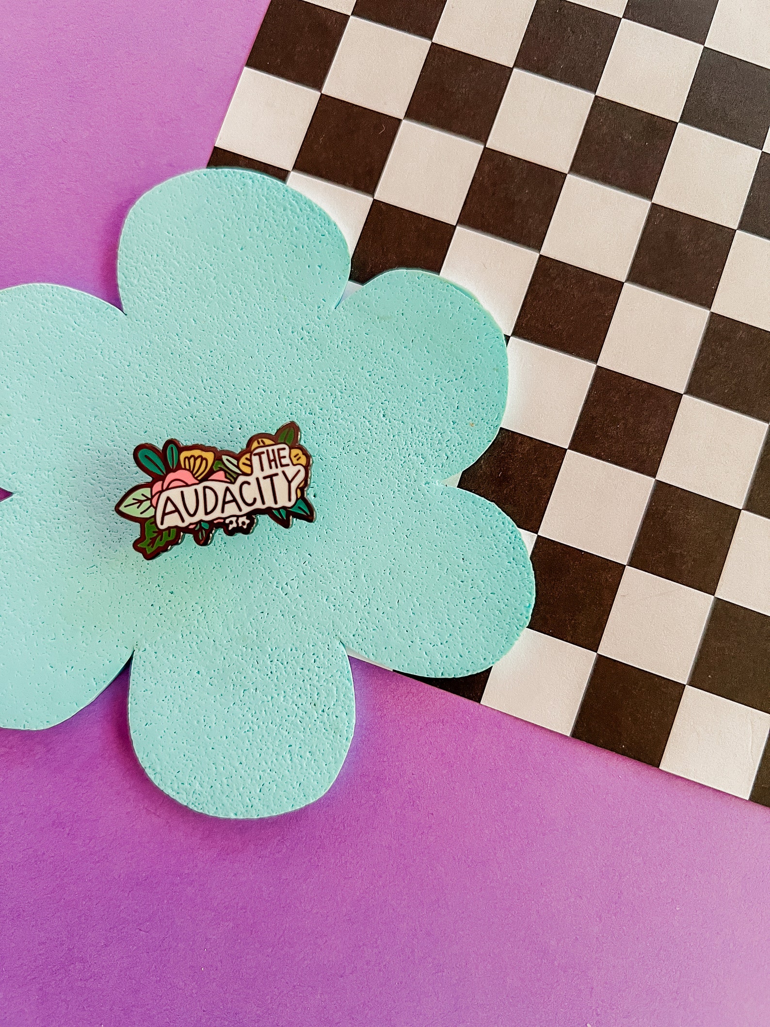 Audacity Enamel Pin: Floral Lapel Pin, Backpack Accessory - Etsy