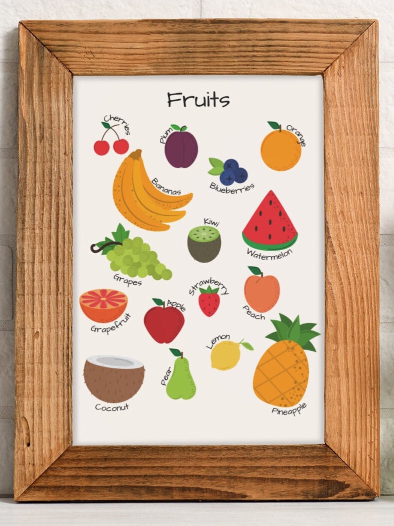 Fruits Printable for Kids, Fruits Printable, Kids Poster, Homeschool ...