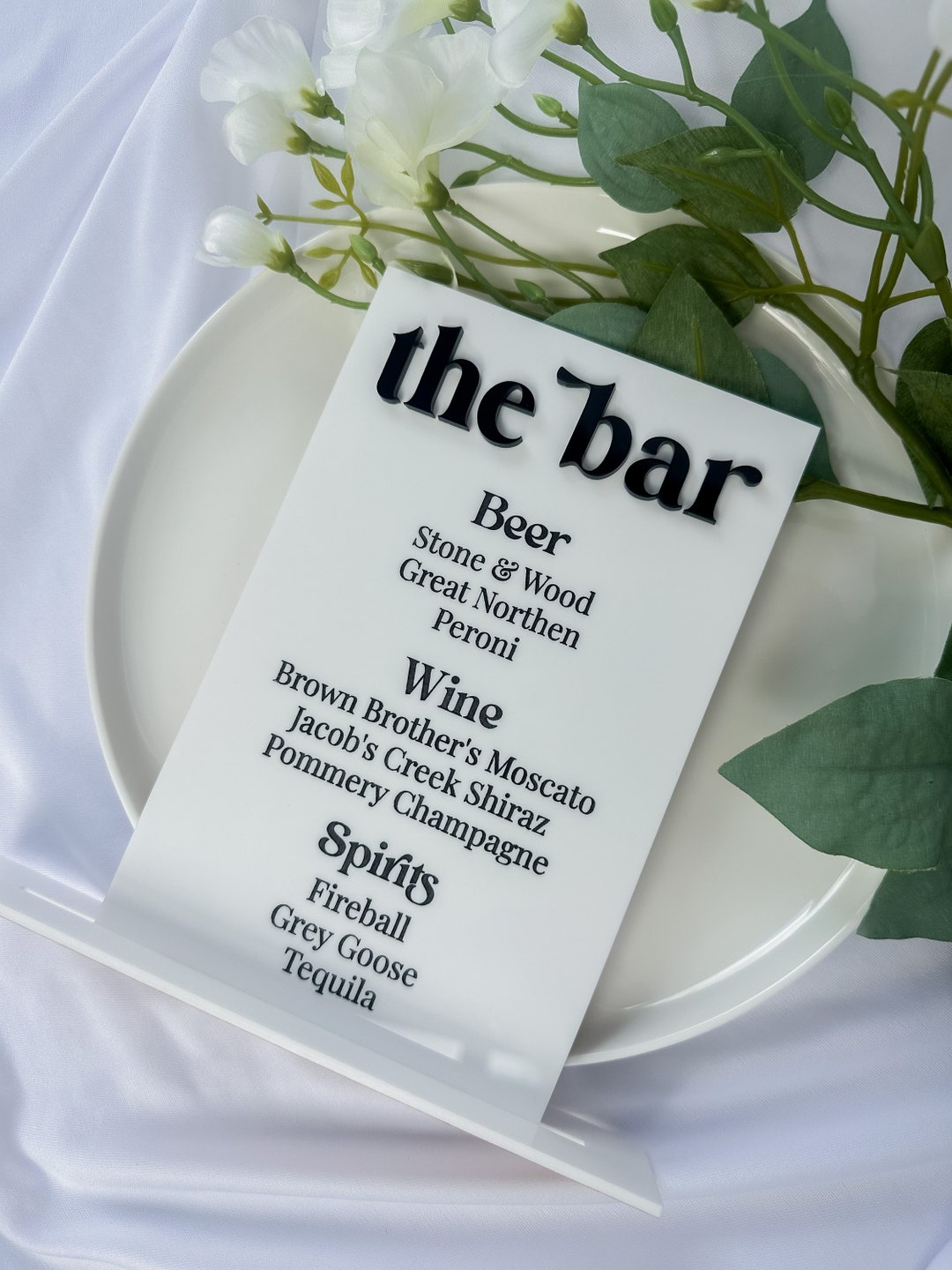 Acrylic Bar Sign / 3D Bar Sign / Rectangle Event Sign / Wedding Event ...