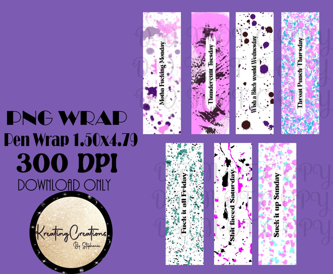 Days of the Week Pen Wraps, Adult Humor (digital Download) - Etsy